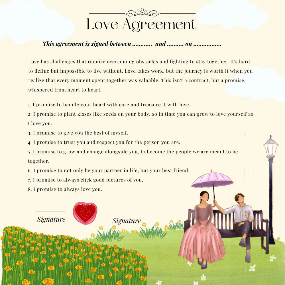 Love Contract Agreement | Romantic Couple Gifting I Radiate